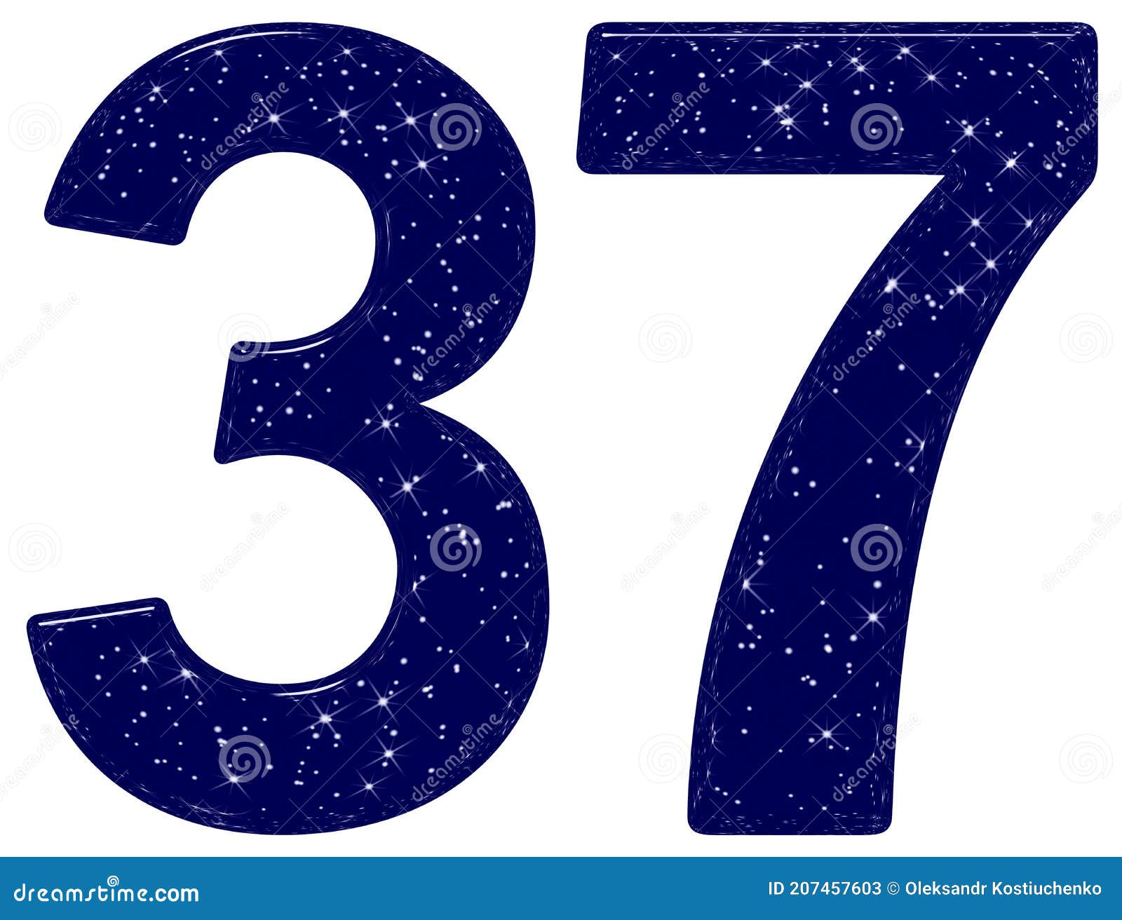 Numeral 37, Thirty Seven, Star Sky Texture Imitation, Isolated on White ...