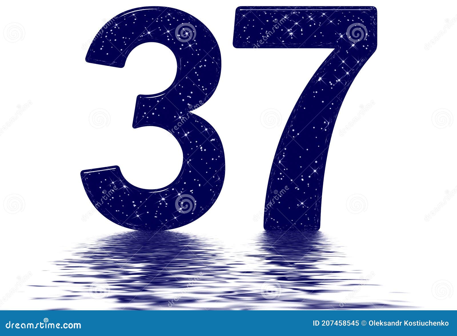 Numeral 37, Thirty Seven, Star Sky Texture Imitation, Reflected on the ...