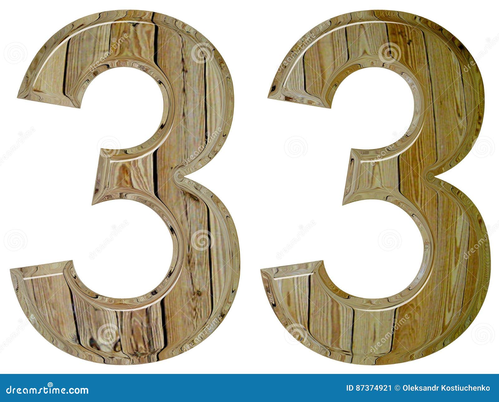 Numeral 33, Thirty Three, Isolated on White Background, 3d Render Stock ...