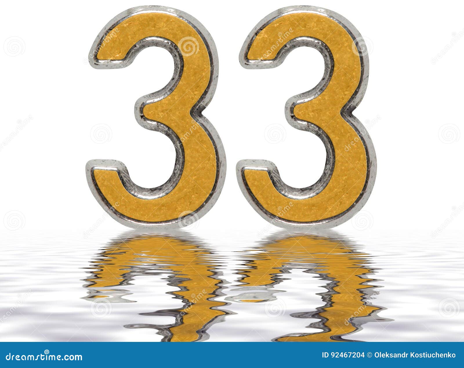 Numeral 33, Thirty Three, Reflected on the Water Surface Stock ...