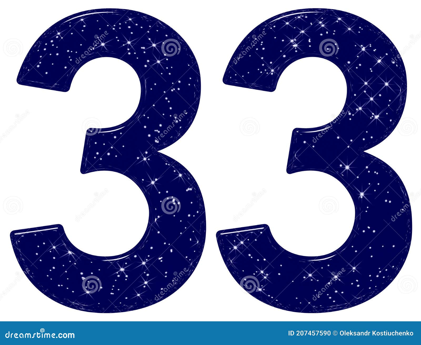 Numeral 33, Thirty Three, Star Sky Texture Imitation, Isolated on White ...