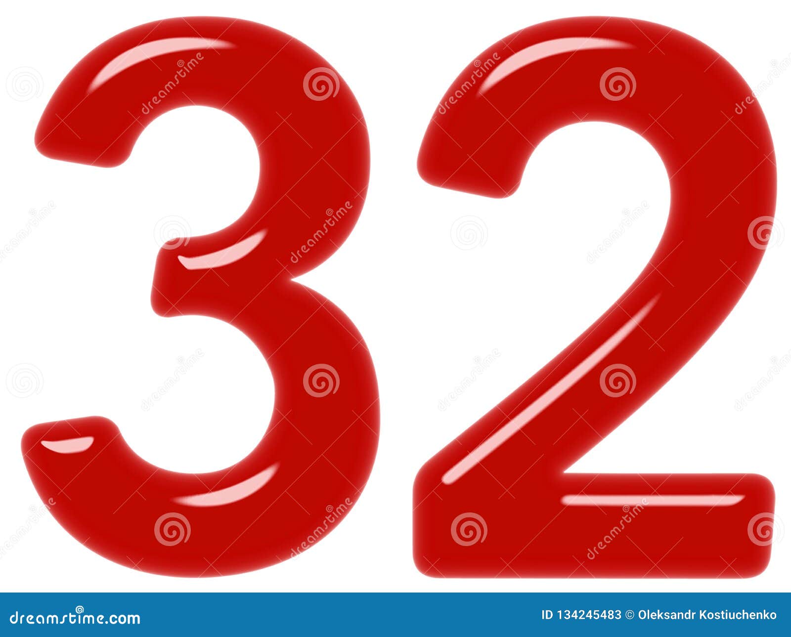 Numeral 32, Thirty Two, Isolated on White Background, 3d Render Stock ...
