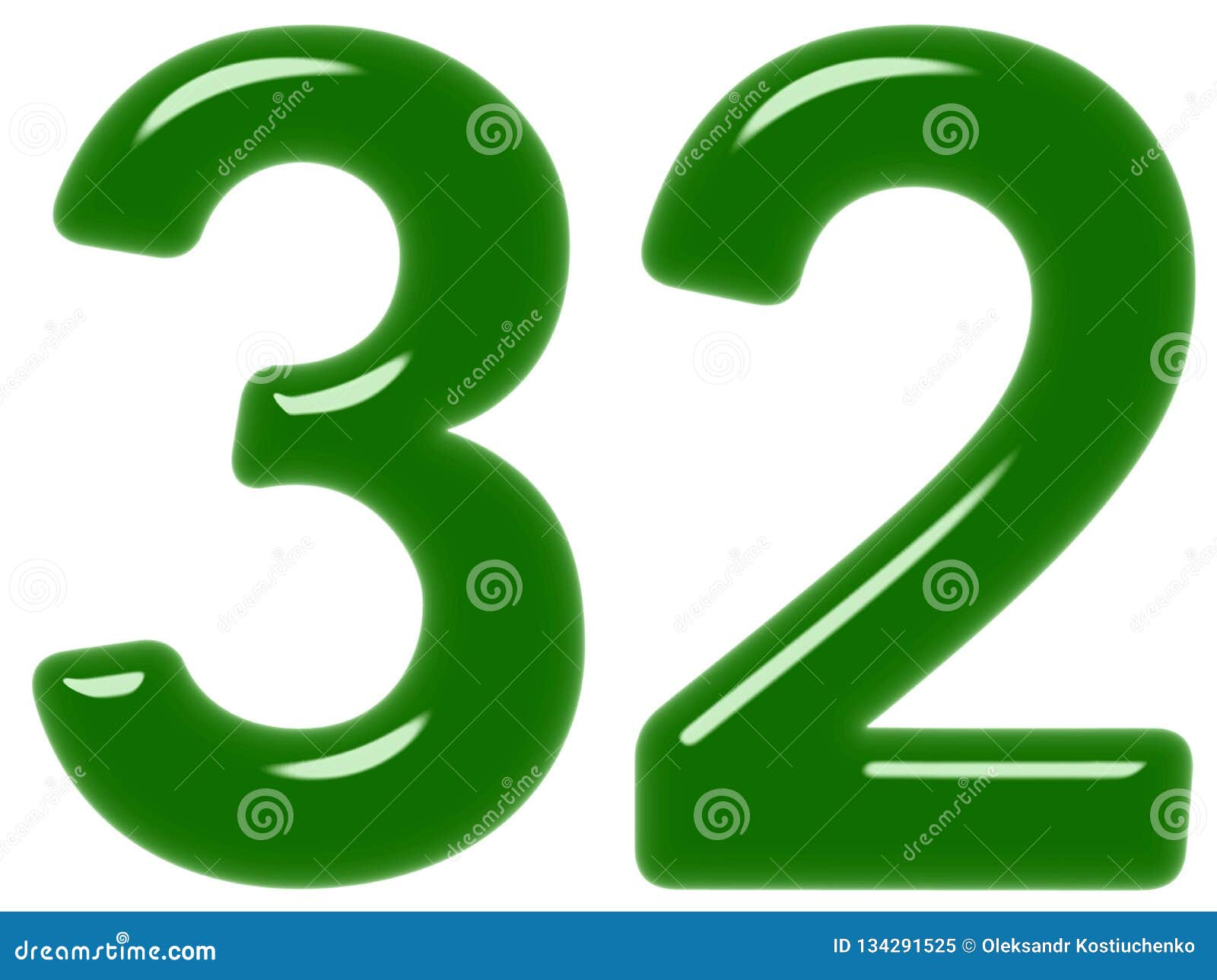 Numeral 32, Thirty Two, Isolated on White Background, 3d Render Stock ...