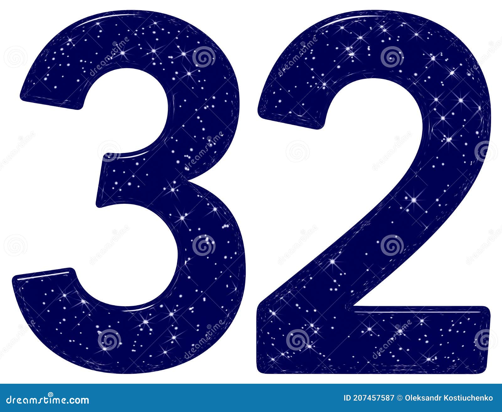 Numeral 32, Thirty Two, Star Sky Texture Imitation, Isolated on White ...