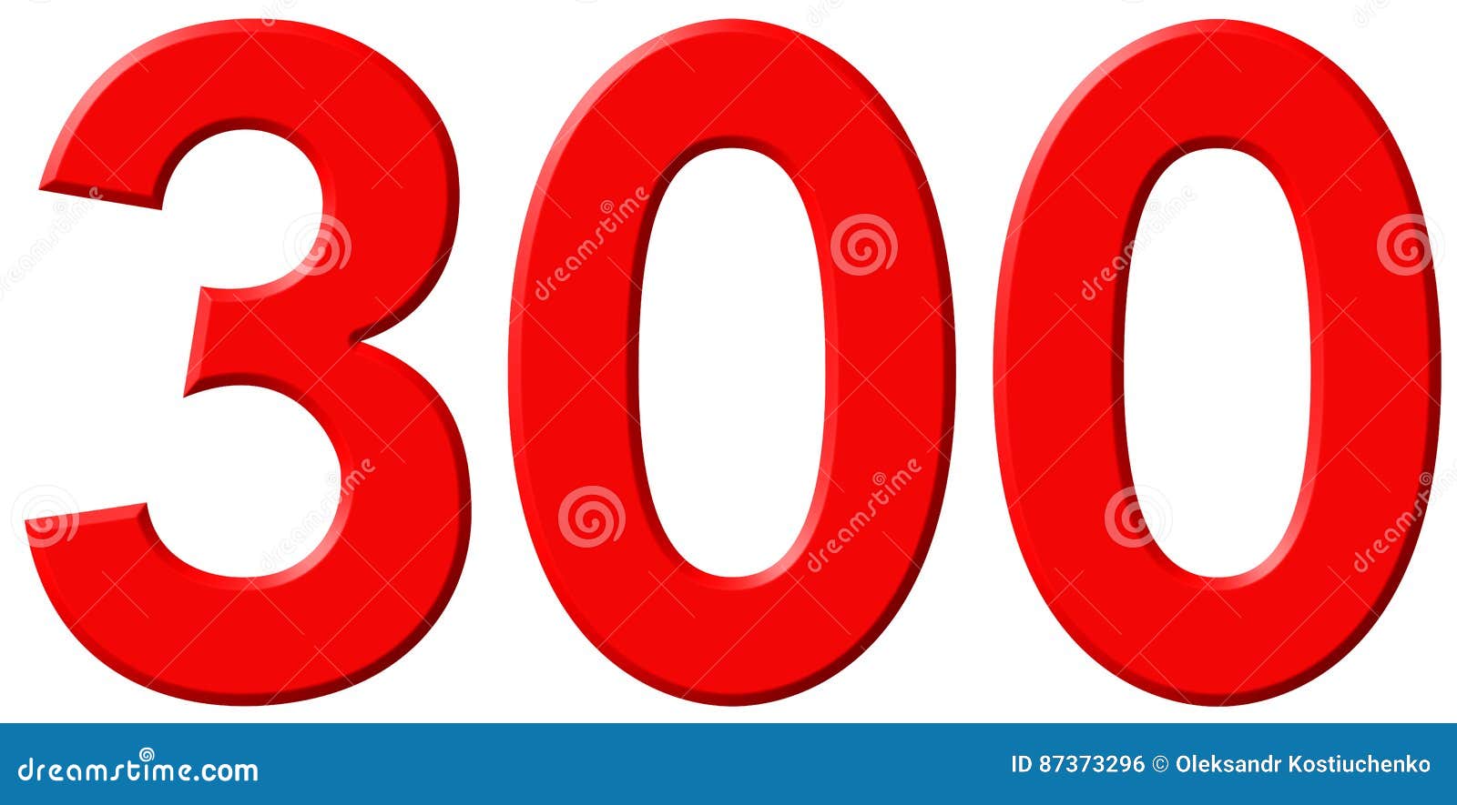 Numeral 300, Three Hundred, Isolated on White Background, 3d Stock ...