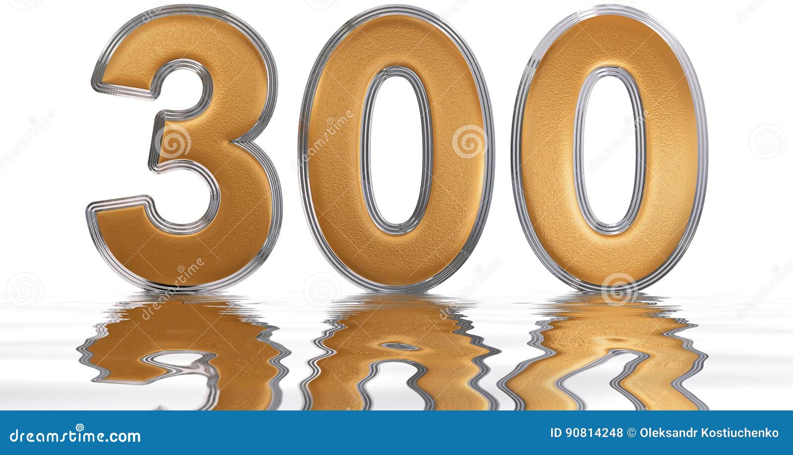 Numeral 300, Three Hundred, Reflected on the Water Surface Stock ...