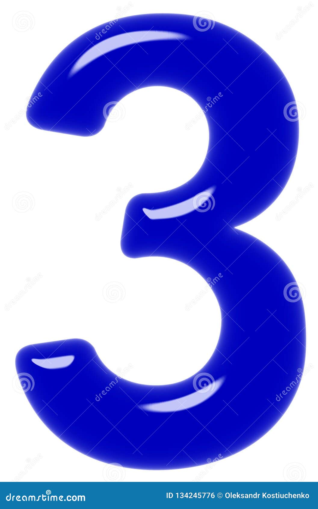 Numeral 3, Three, Isolated on White Background, 3d Render Stock ...
