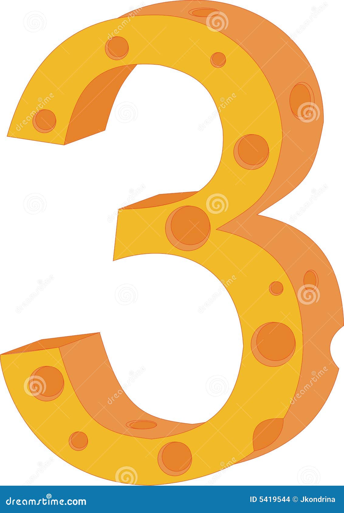 Numeral Três Do Queijo Do Vetor Ilustração do Vetor - Ilustração de ...