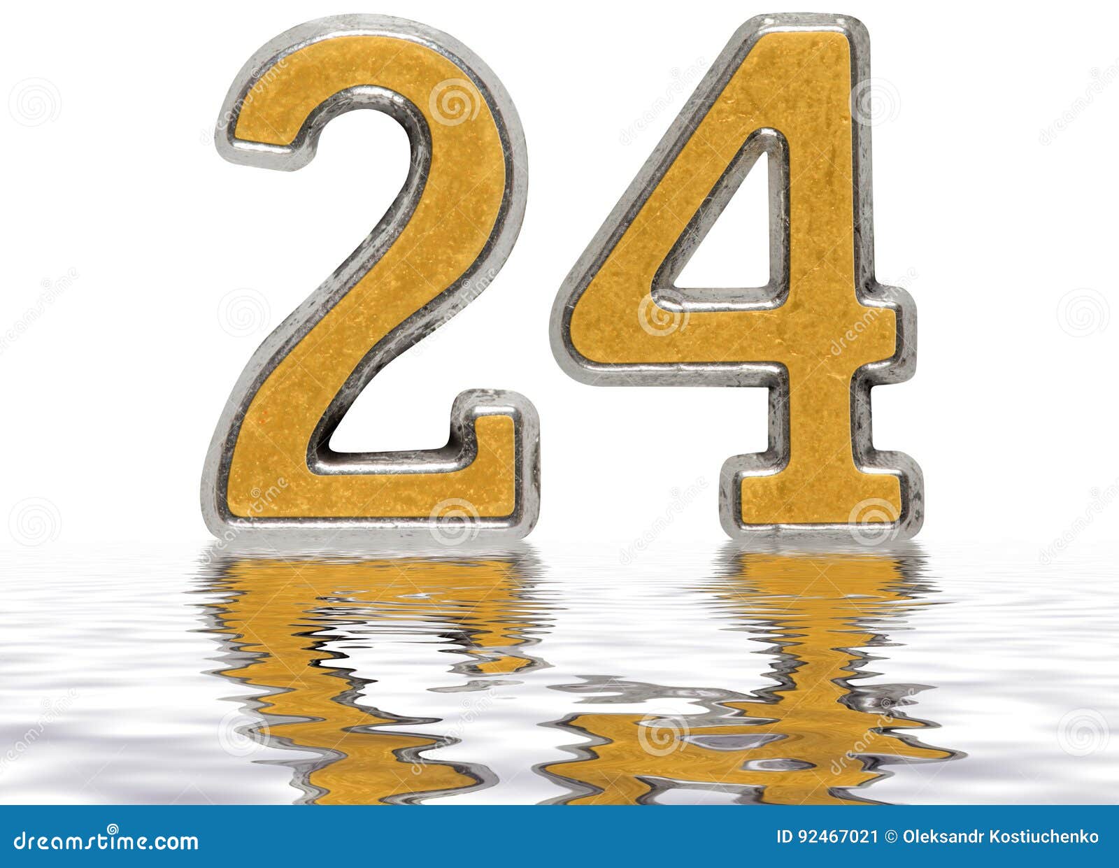 Numeral 24, Twenty Four, Reflected on the Water Surface, Isolate Stock ... Numeral 24, Twenty Four, Reflected on the Water Surface, Isolate Stock ...