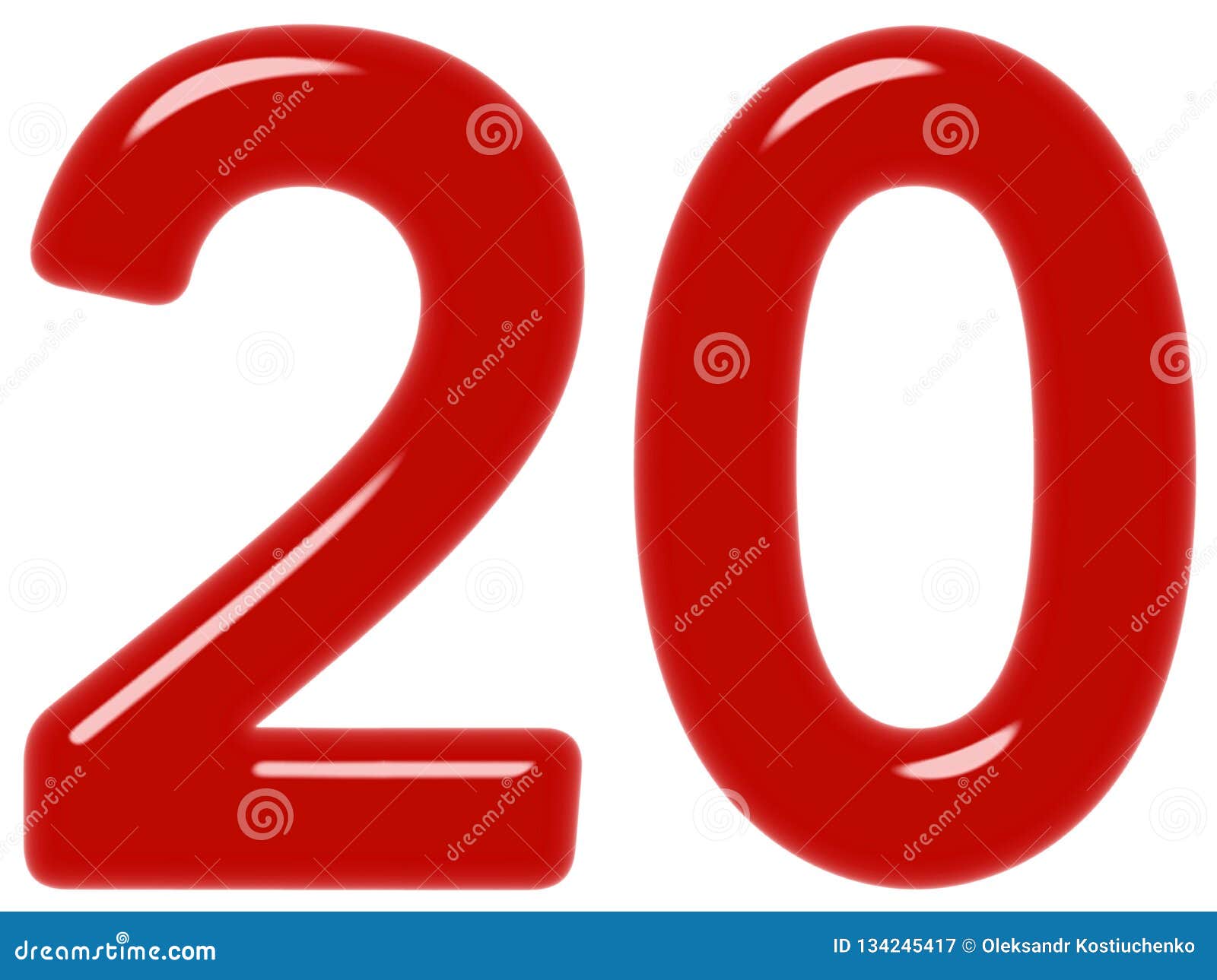 Numeral 20, Twenty, Isolated on White Background, 3d Render Stock ...