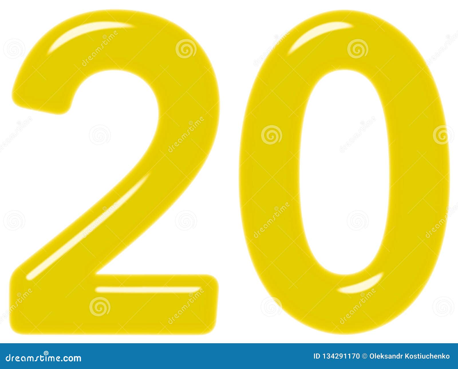 Numeral 20, Twenty, Isolated on White Background, 3d Render Stock ...