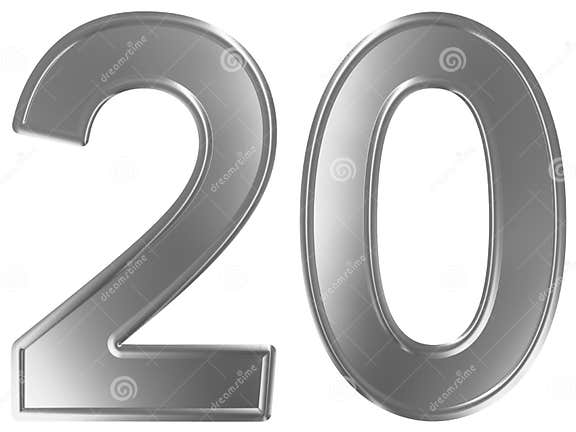 Numeral 20, Twenty, Isolated on White Background, 3d Render Stock ...