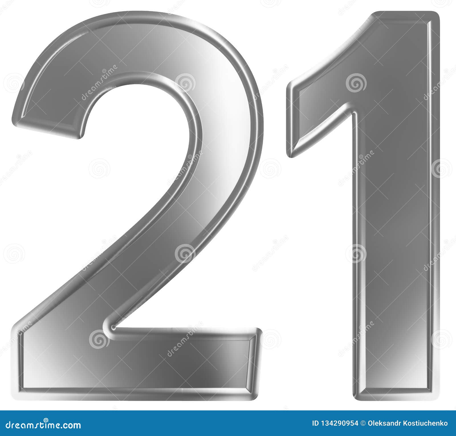 Numeral 21, Twenty One, Isolated on White Background, 3d Render Stock ...