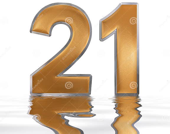 Numeral 21, Twenty One, Reflected on the Water Surface, Stock ...