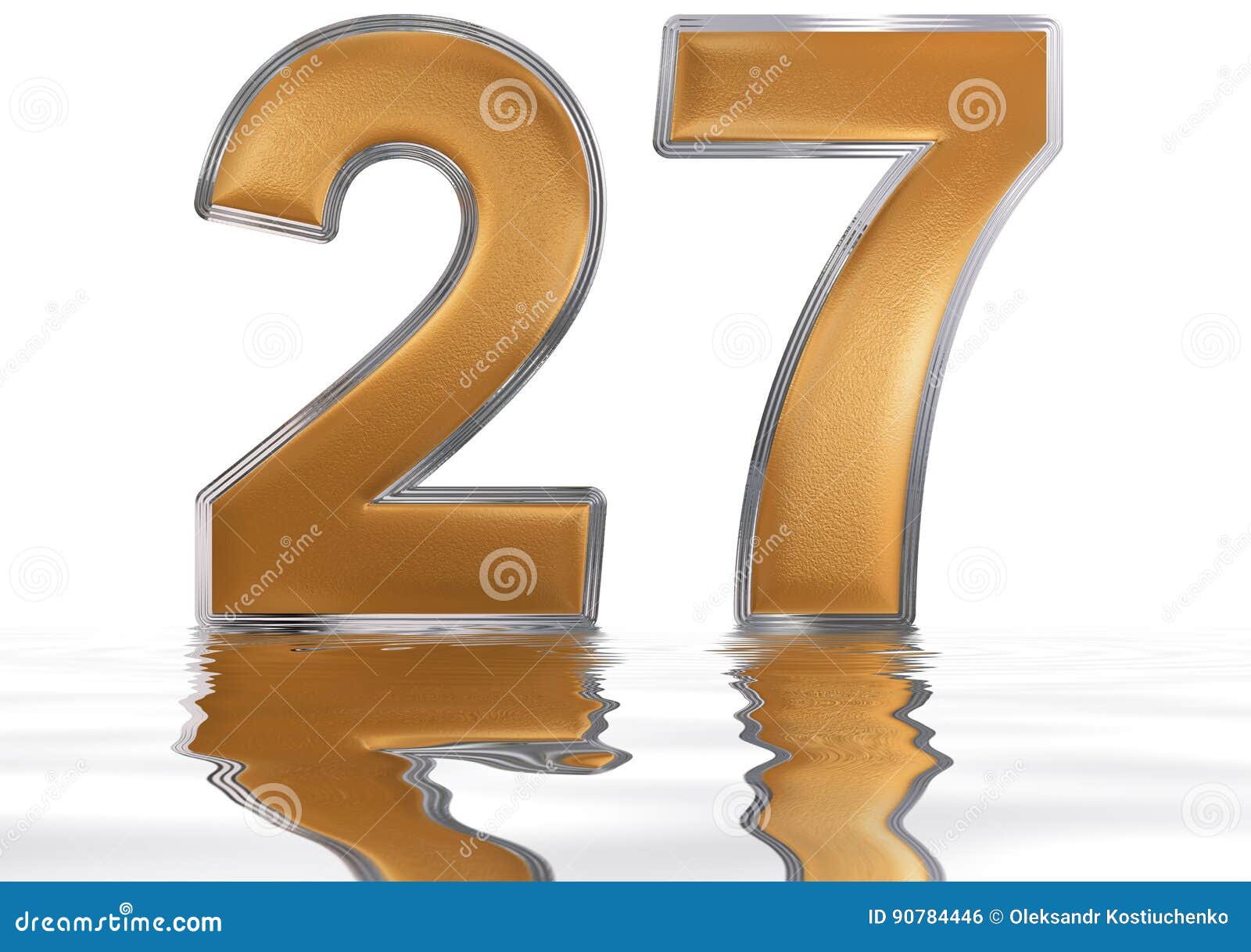 Numeral 27, Twenty Seven, Reflected on the Water Surface, Isolated on ...
