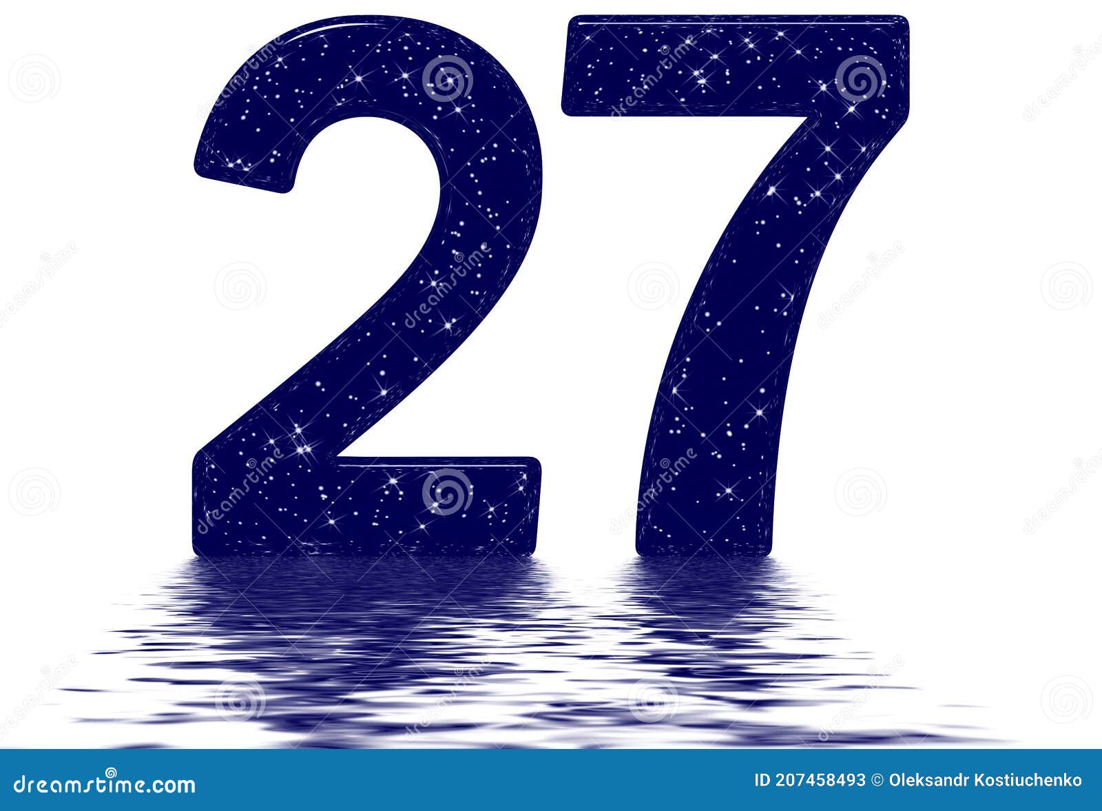 Numeral 27, Twenty Seven, Star Sky Texture Imitation, Reflected on the ...