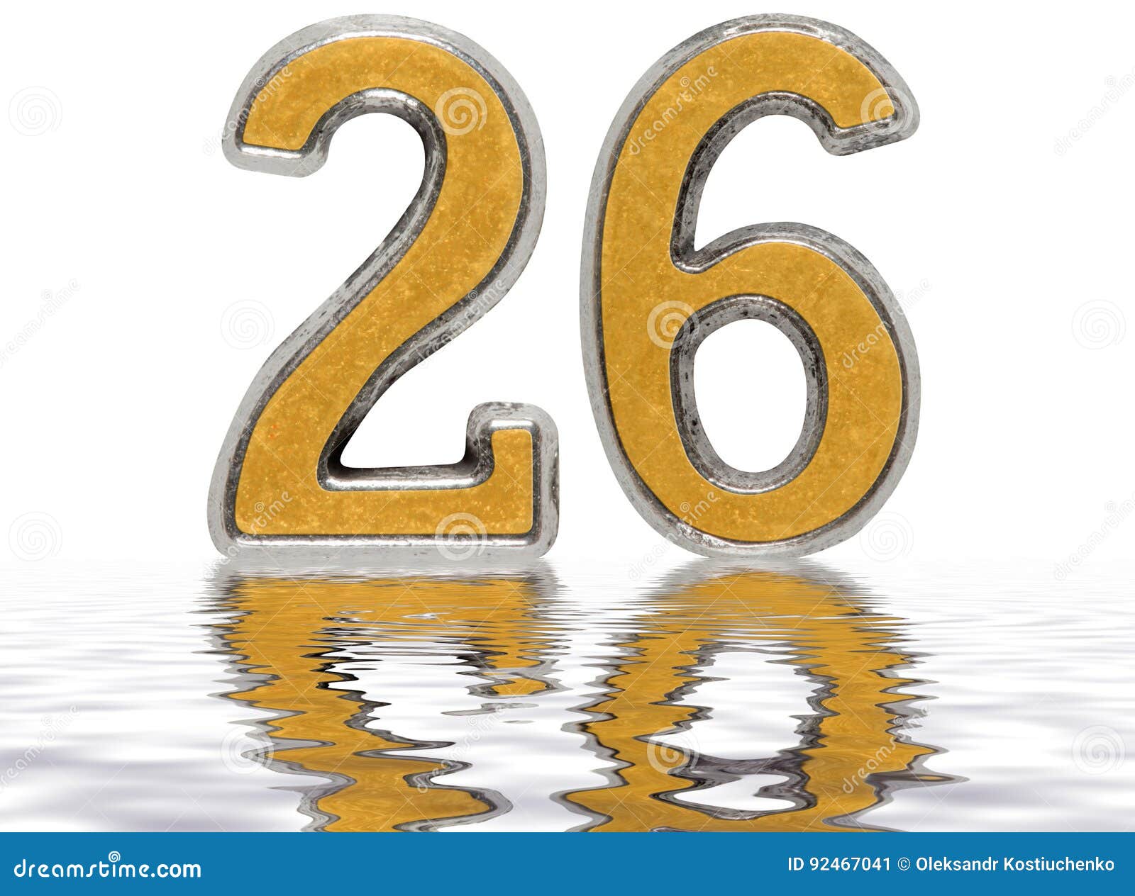 Numeral 26, Twenty Six, Reflected on the Water Surface, Isolated Stock ... Numeral 26, Twenty Six, Reflected on the Water Surface, Isolated Stock ...
