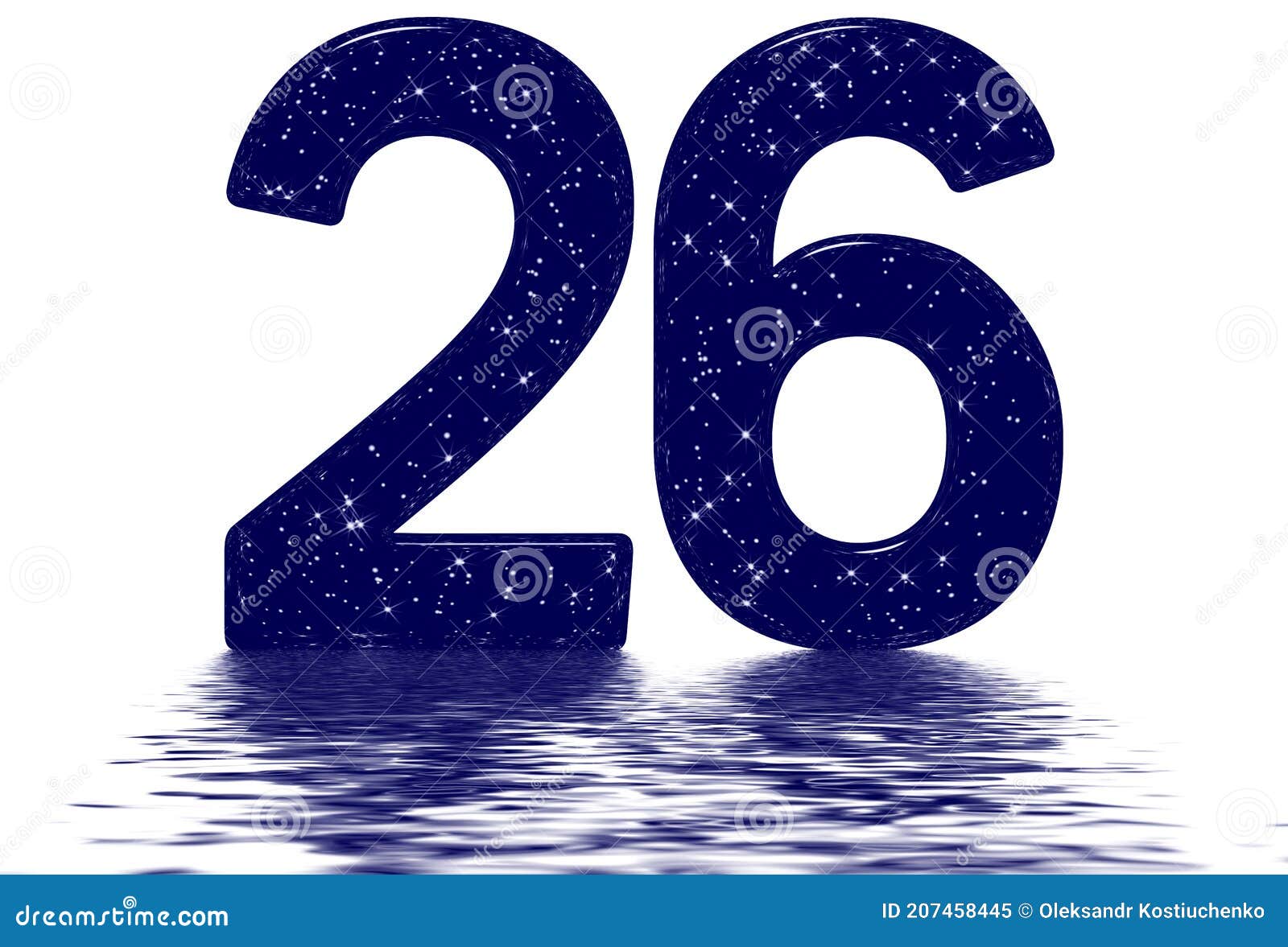 Numeral 26, Twenty Six, Star Sky Texture Imitation, Reflected on the ... Numeral 26, Twenty Six, Star Sky Texture Imitation, Reflected on the ...
