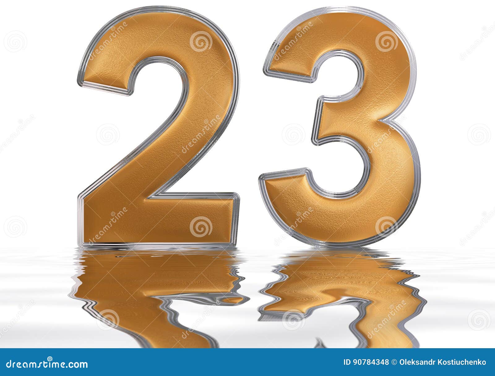Numeral 23, Twenty Three, Reflected on the Water Surface, Isolated on ...