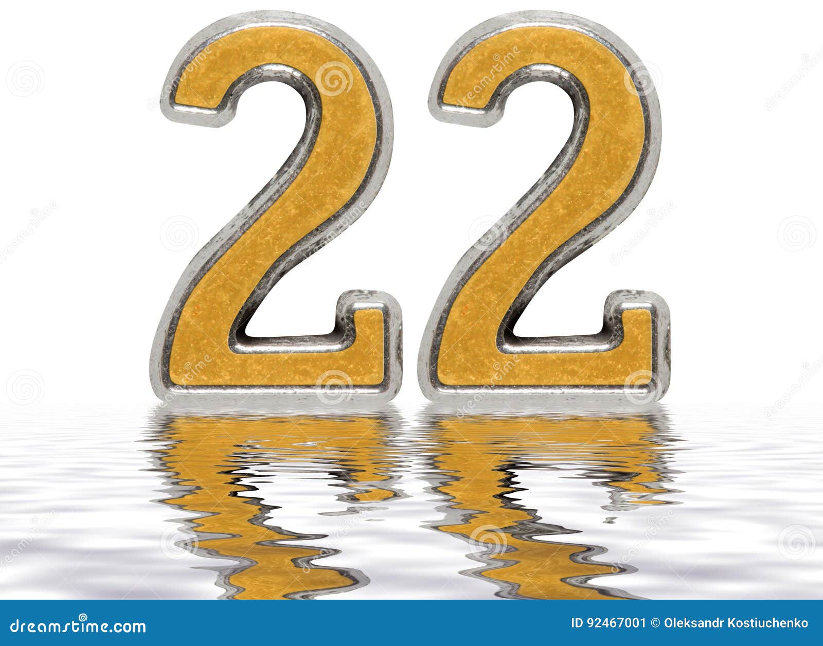 Numeral 22, Twenty Two, Reflected on the Water Surface, Isolated Stock ...