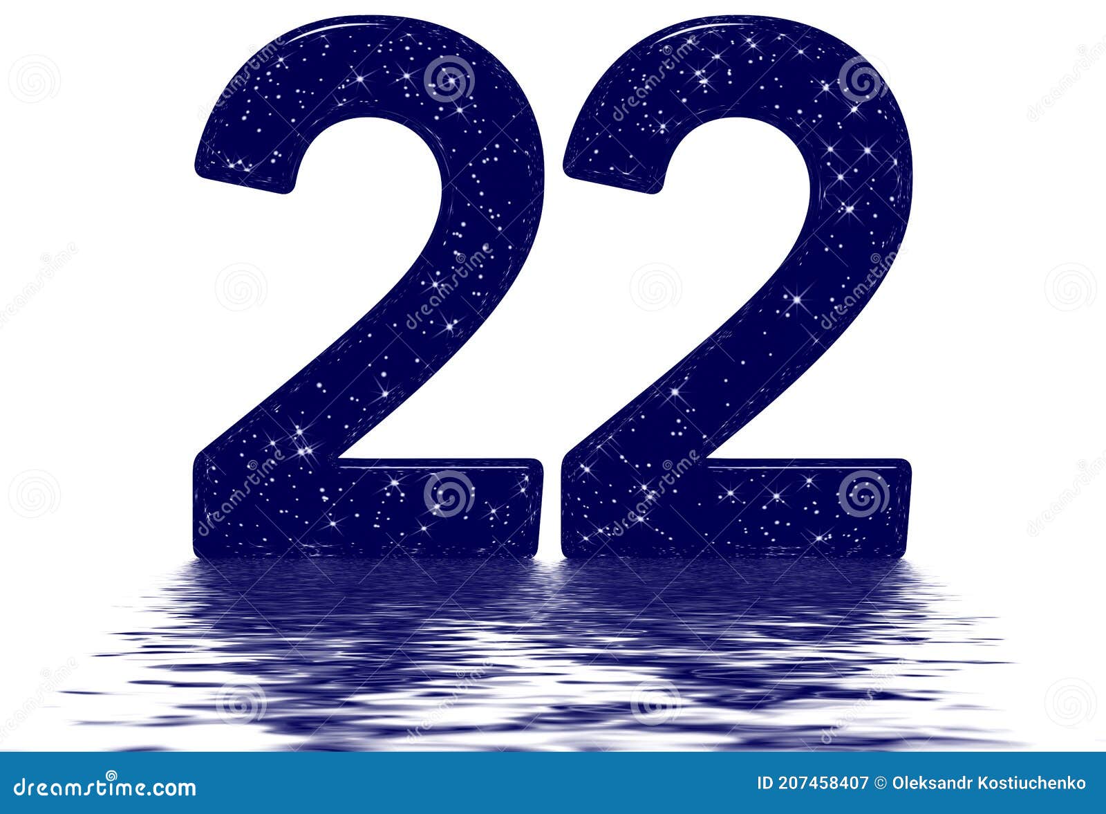 Numeral 22, Twenty Two, Star Sky Texture Imitation, Reflected on the ...