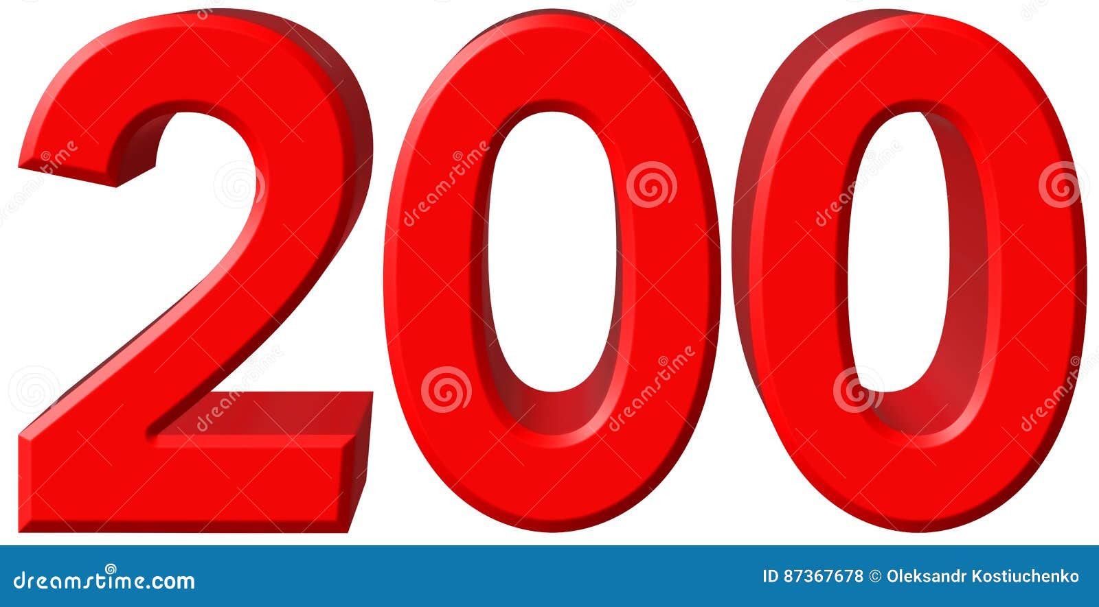 Numeral 200, Two Hundred, Isolated on White Background, 3d Render Stock ...