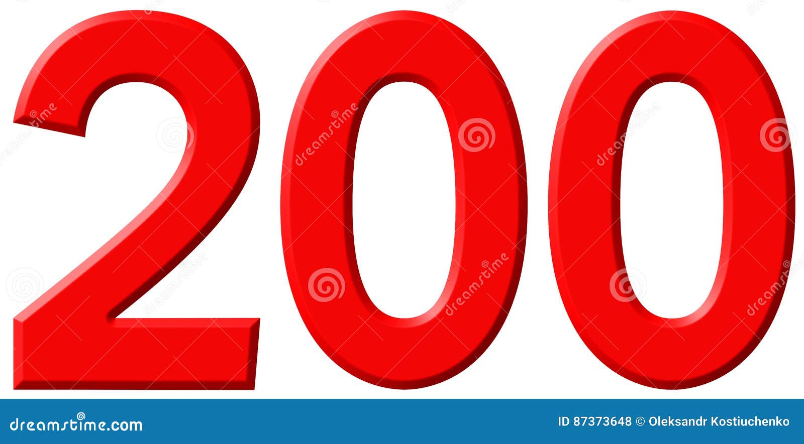 Numeral 200, Two Hundred, Isolated on White Background, 3d Stock ...