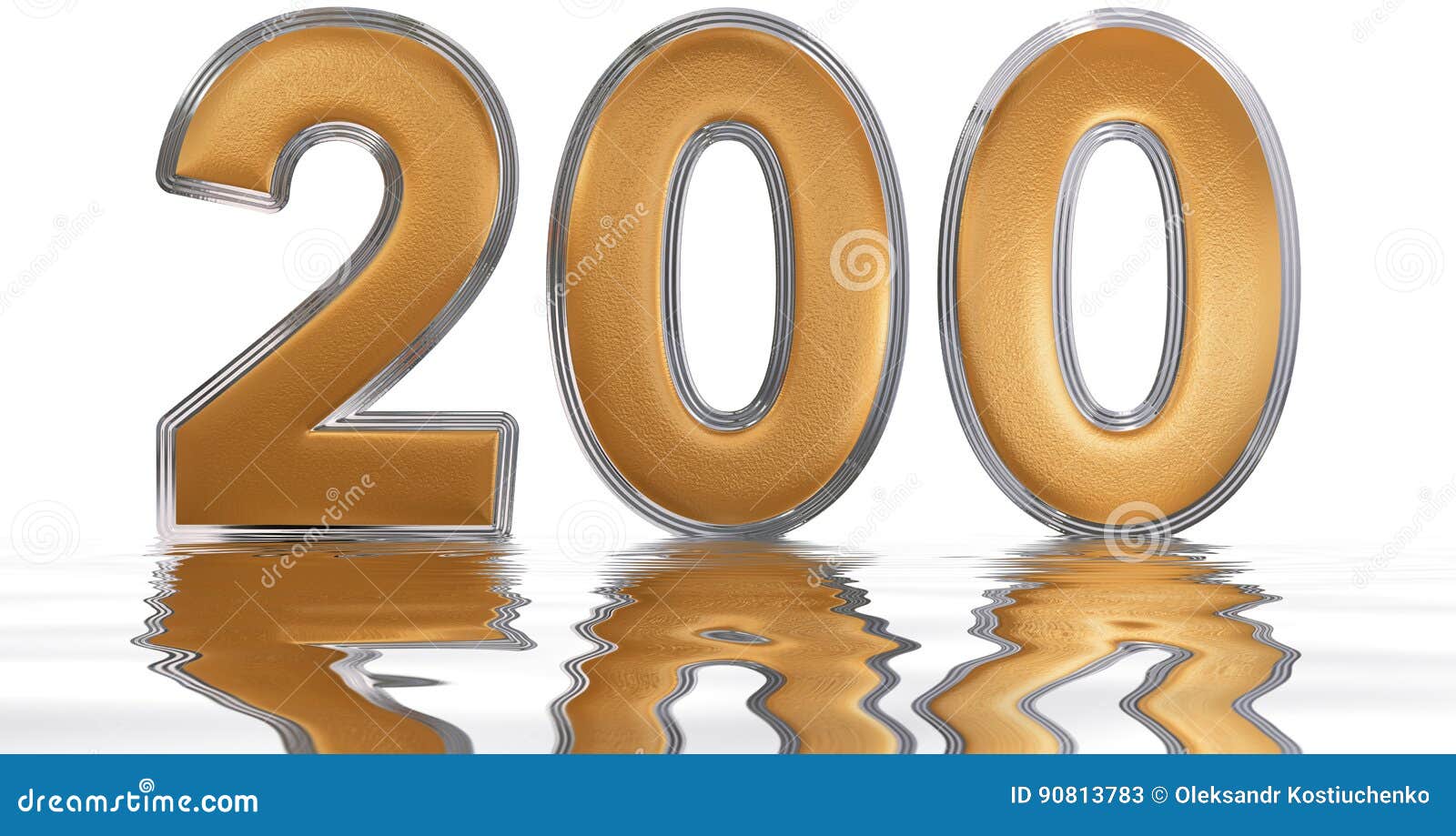 Numeral 200, Two Hundred, Reflected on the Water Surface Stock ...