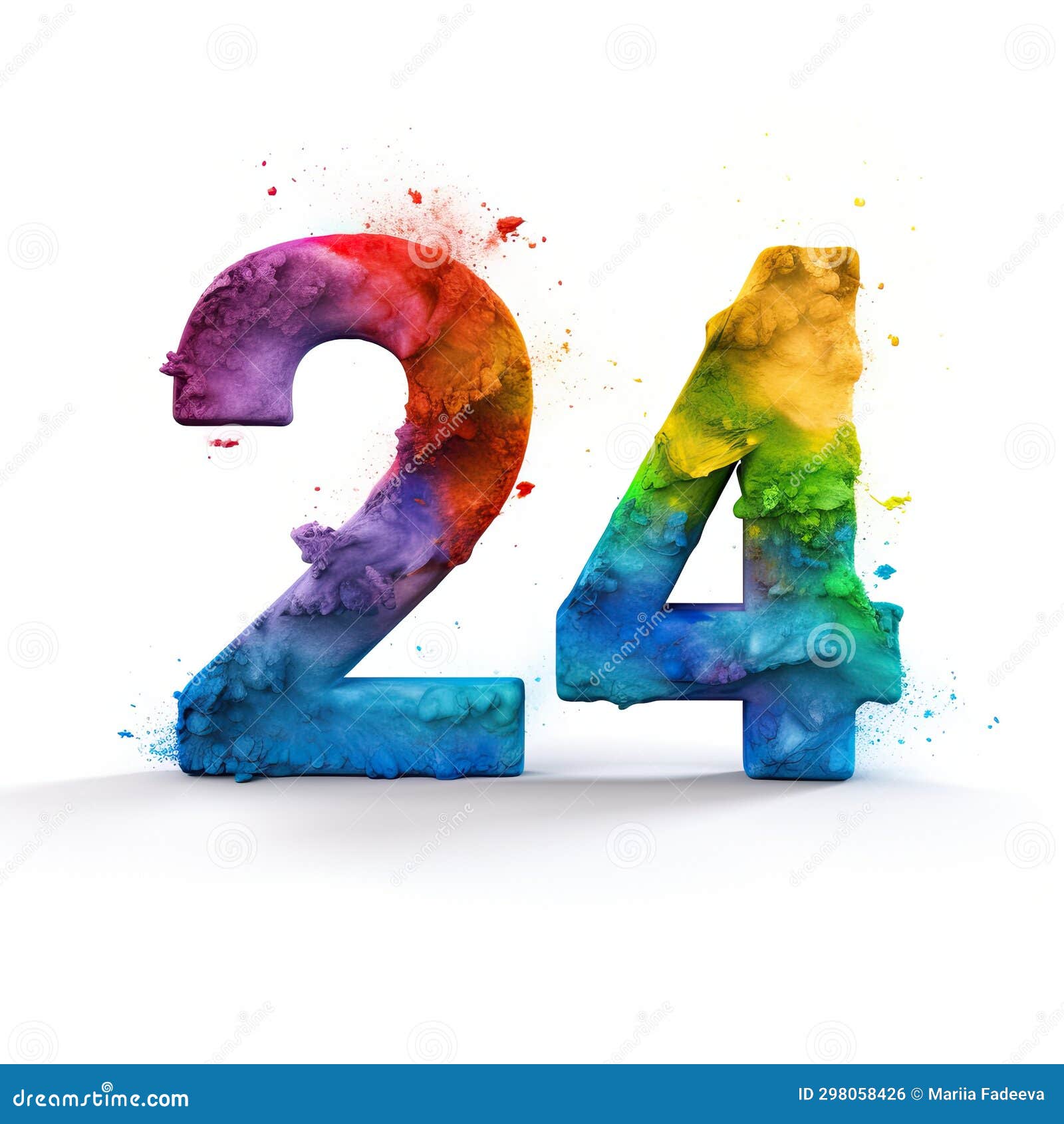 Numeral of the Year 24 in Rainbow Color on a Light White Background ...