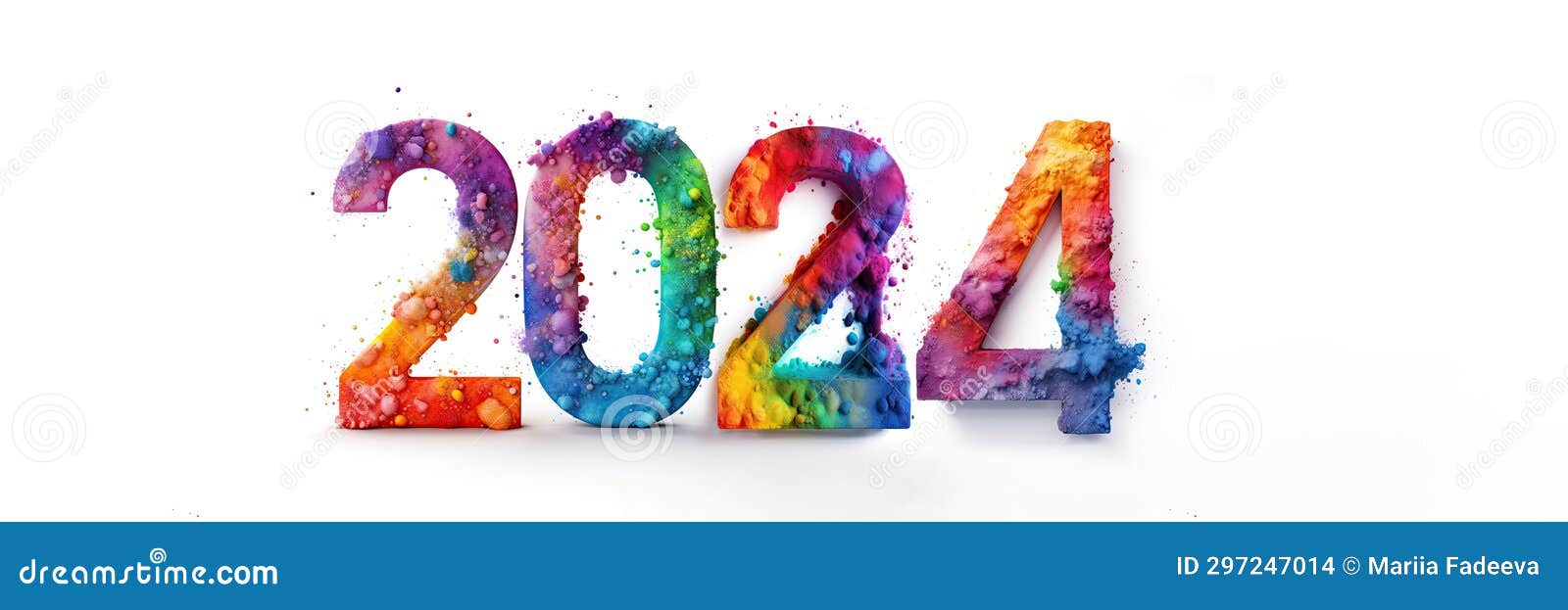 The Numeral of the Year 2024 is Rainbow Colored on a Light White ...