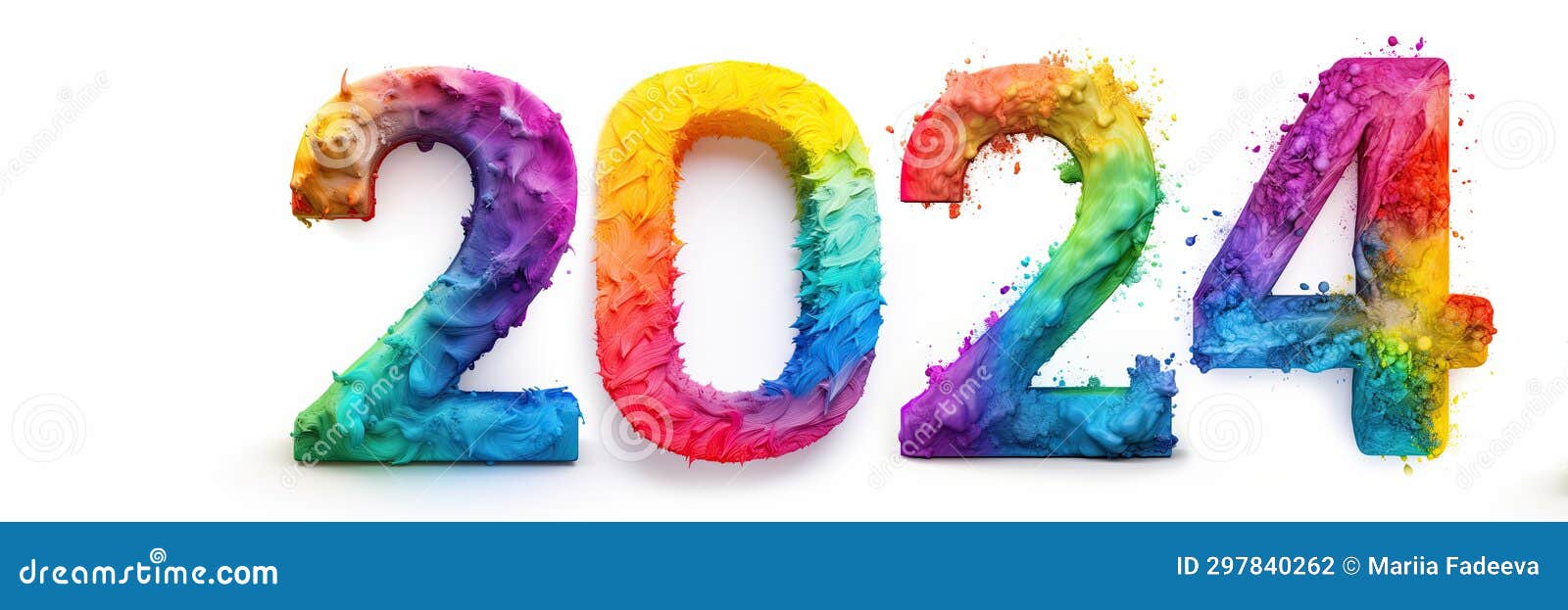 The Numeral of the Year 2024 is Rainbow Colored on a Light White ...