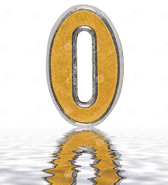 Numeral 0, Zero, Reflected on the Water Surface, Isolated Stock ...