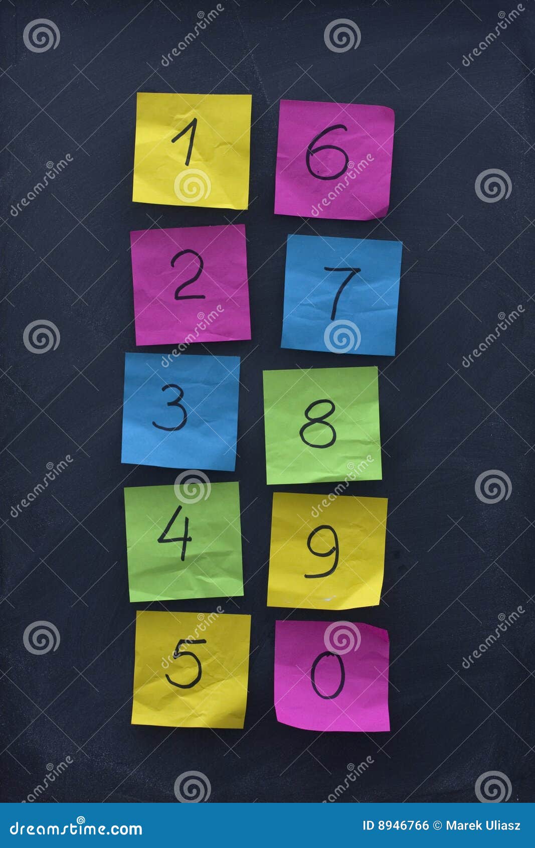 Numerals on Colorful Sticky Notes and Blackboard Stock Photo - Image of ...