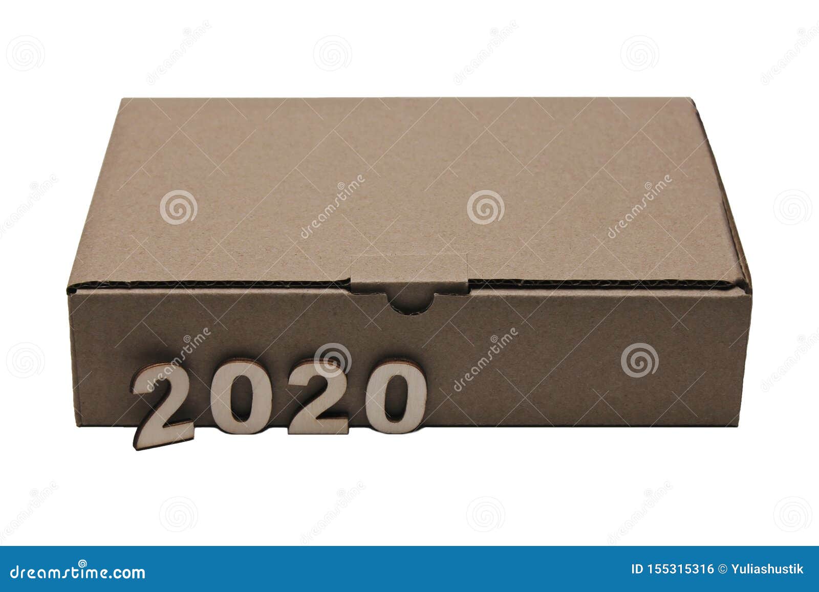 2020 Numerals of the New Year and the Cardboard Brown Closed ...