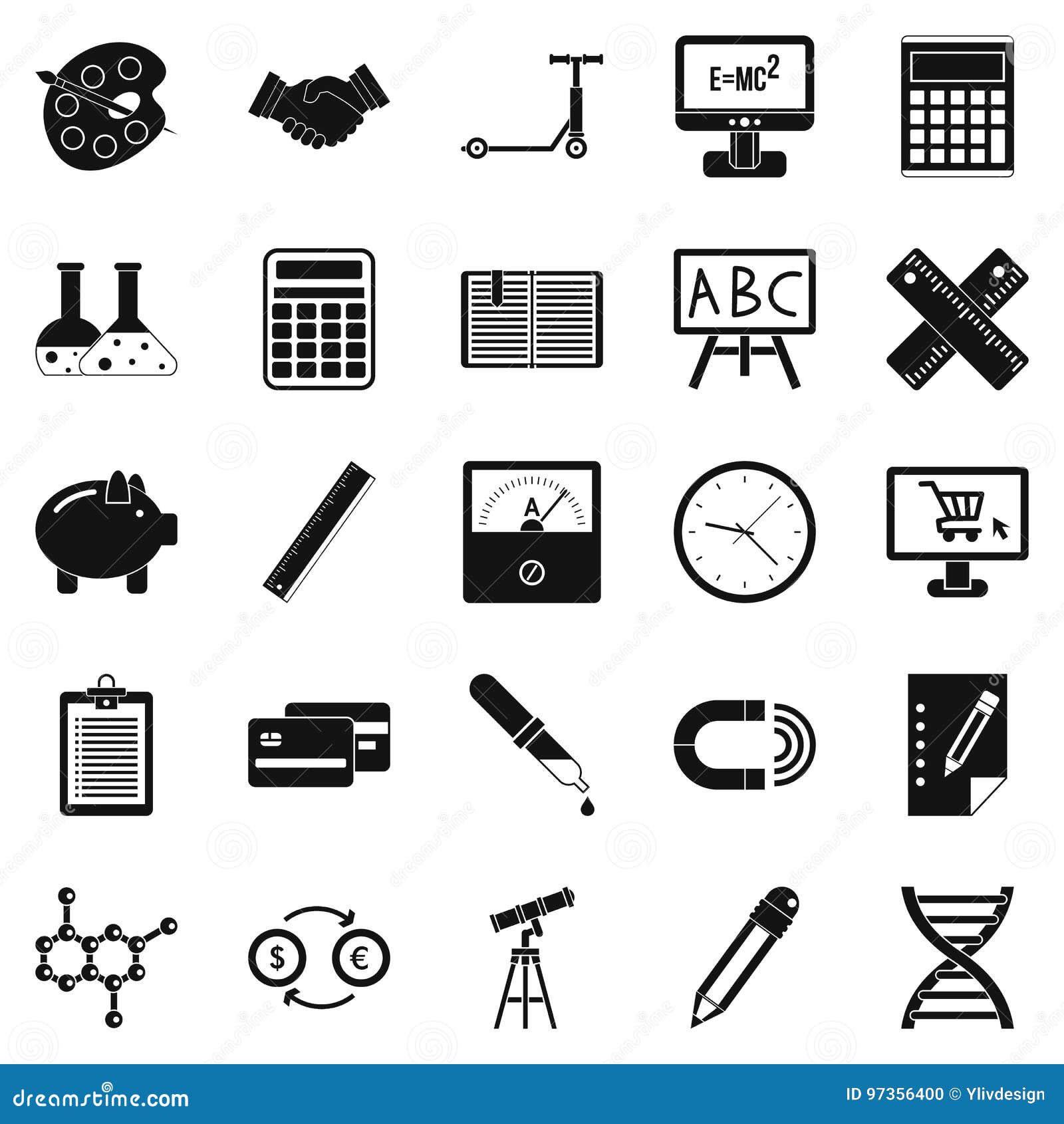 Numerator Icons Set, Simple Style Stock Vector - Illustration of black ...