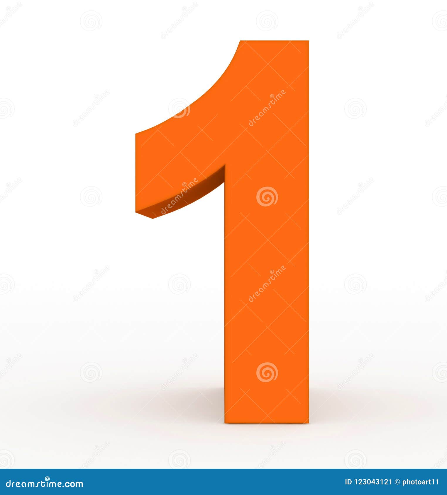 Numere 1 3d Naranja Limpia Aislada En Blanco Stock de ilustración ...