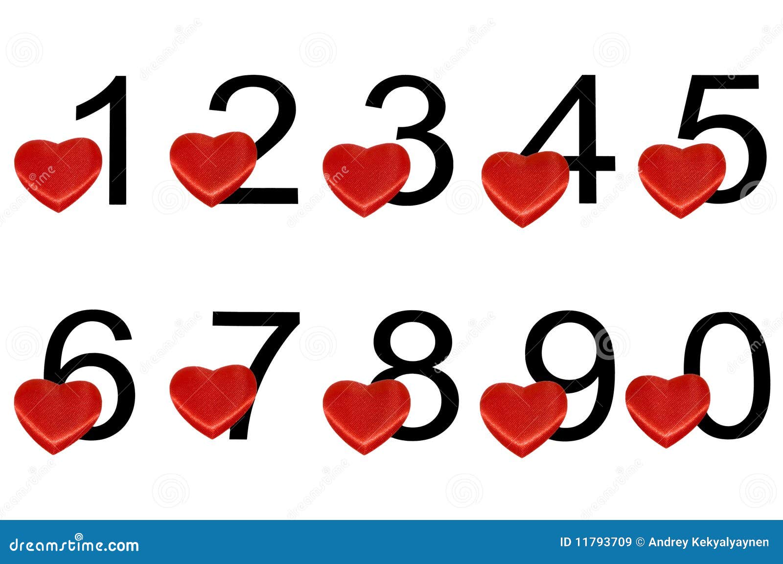 Numeri arabi con i cuori illustrazione di stock. Illustrazione di dati ...