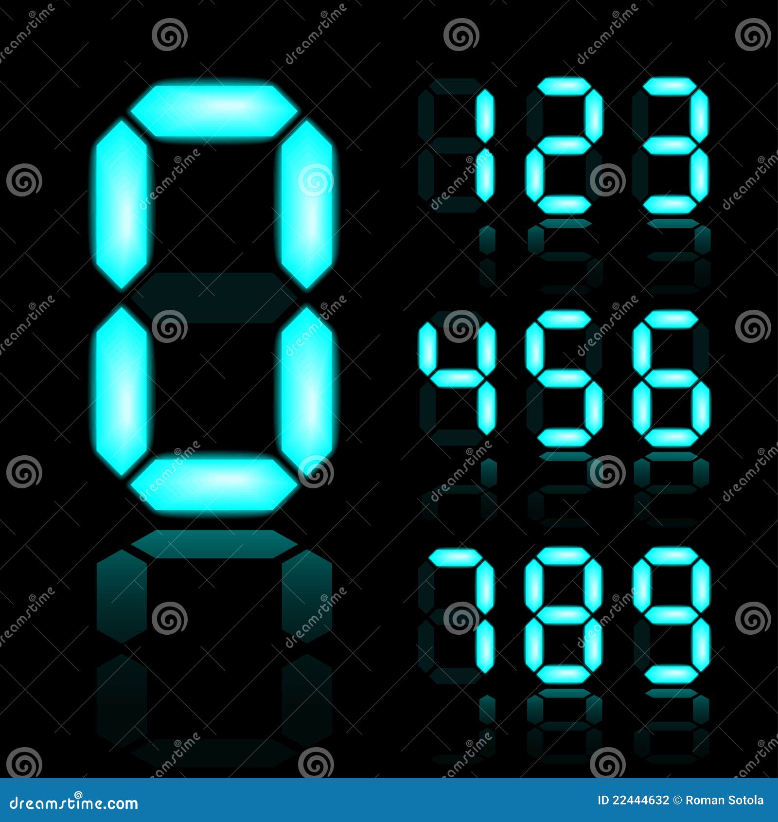 Numeri Digitali D'ardore Dell'azzurro Illustrazione Vettoriale ...