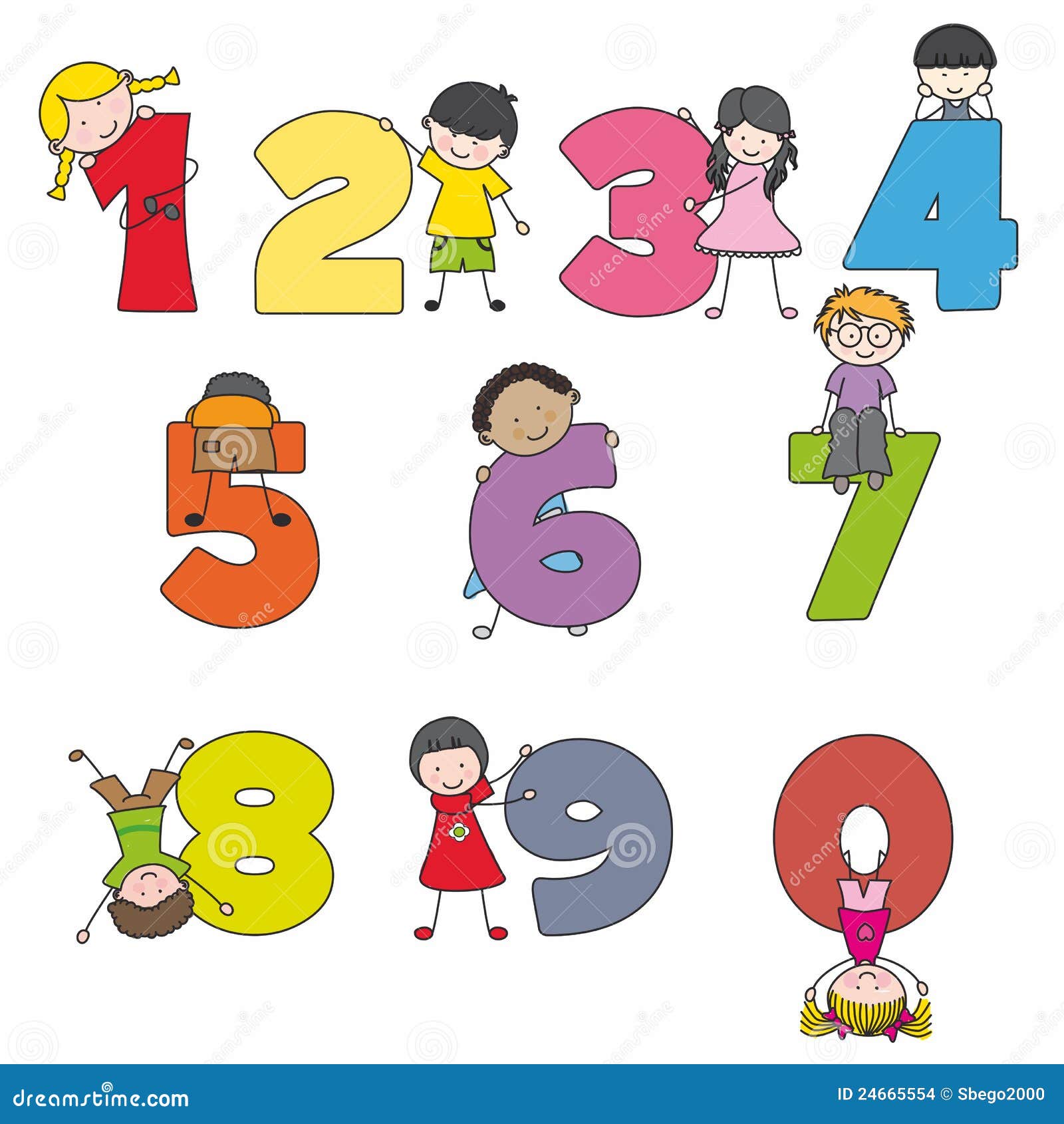 Numeri E Bambini Del Fumetto Illustrazione Vettoriale - Illustrazione ...