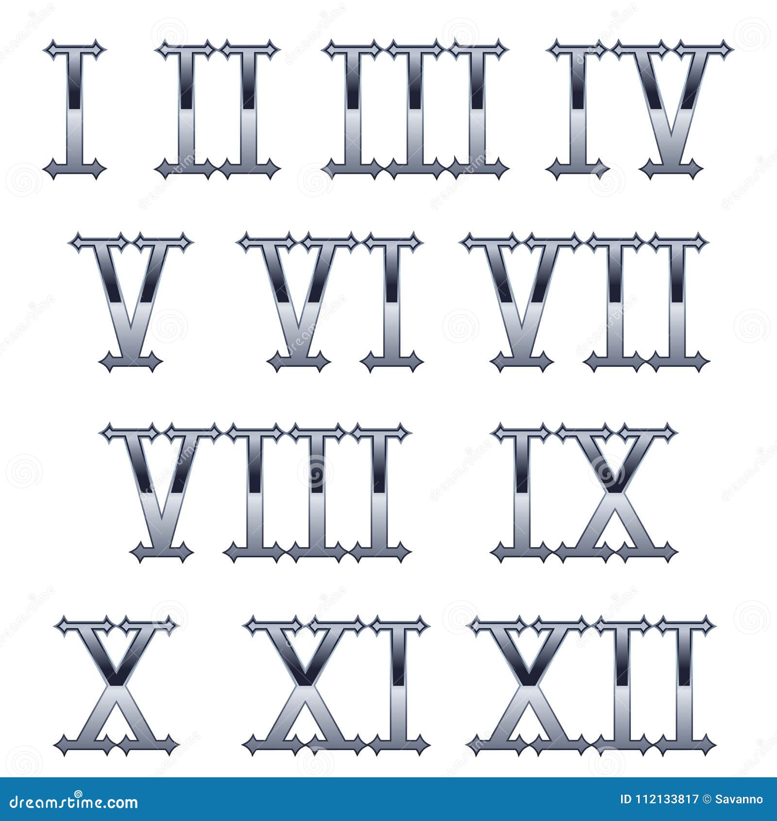 Numeri Romani Numeri Gotici Del Metallo 3d Illustrazione Vettoriale ...