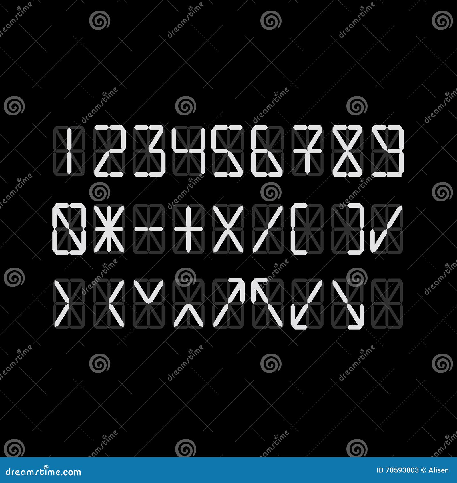 Numeric Alphabet. Vector Set of Numbers. Technical Type. Stock Vector ...