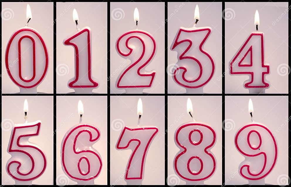 Numeric Birthday Candles Lit Stock Photo - Image of three, four: 35166148