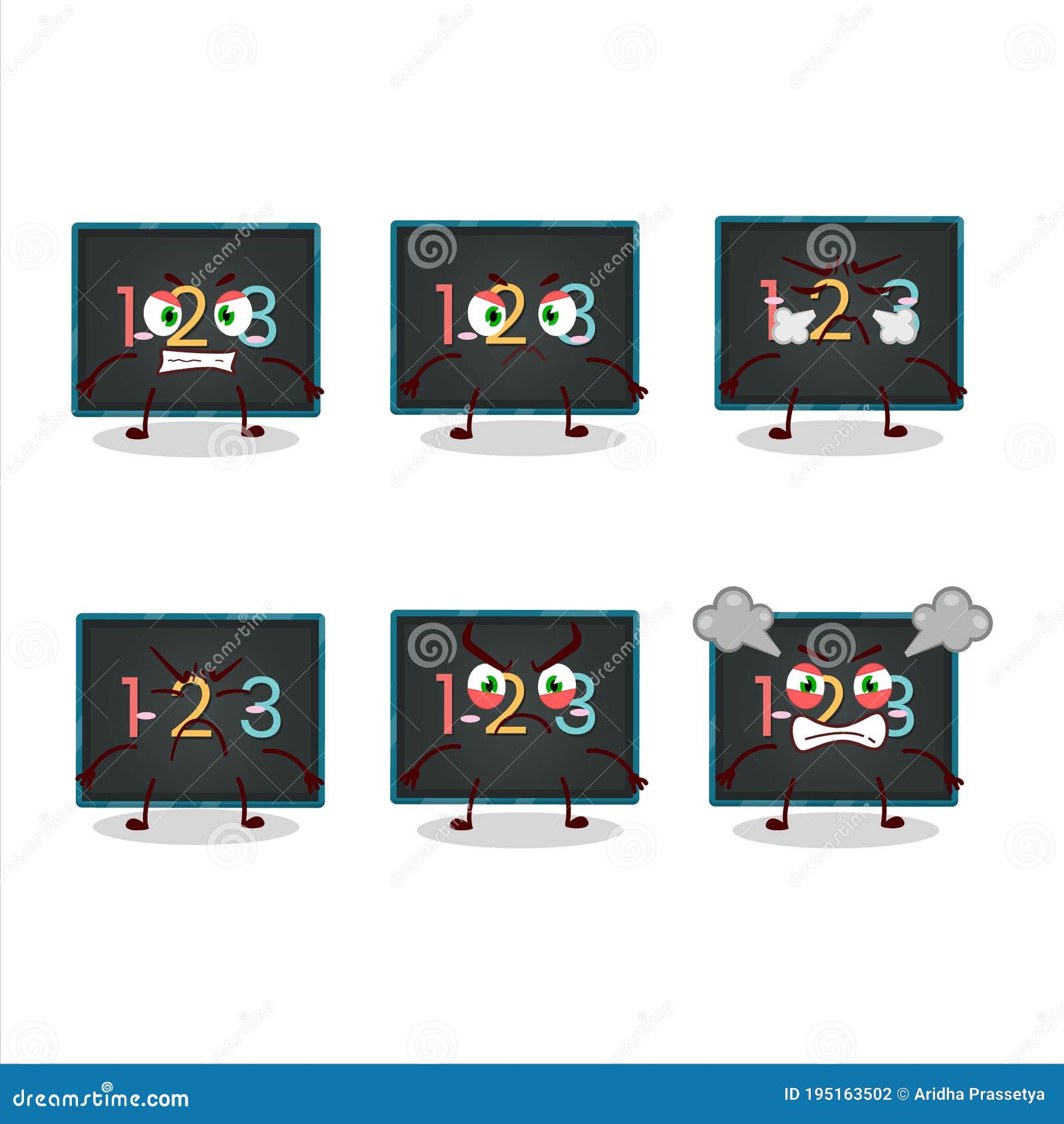 Numeric on Board Cartoon Character with Various Angry Expressions Stock ...