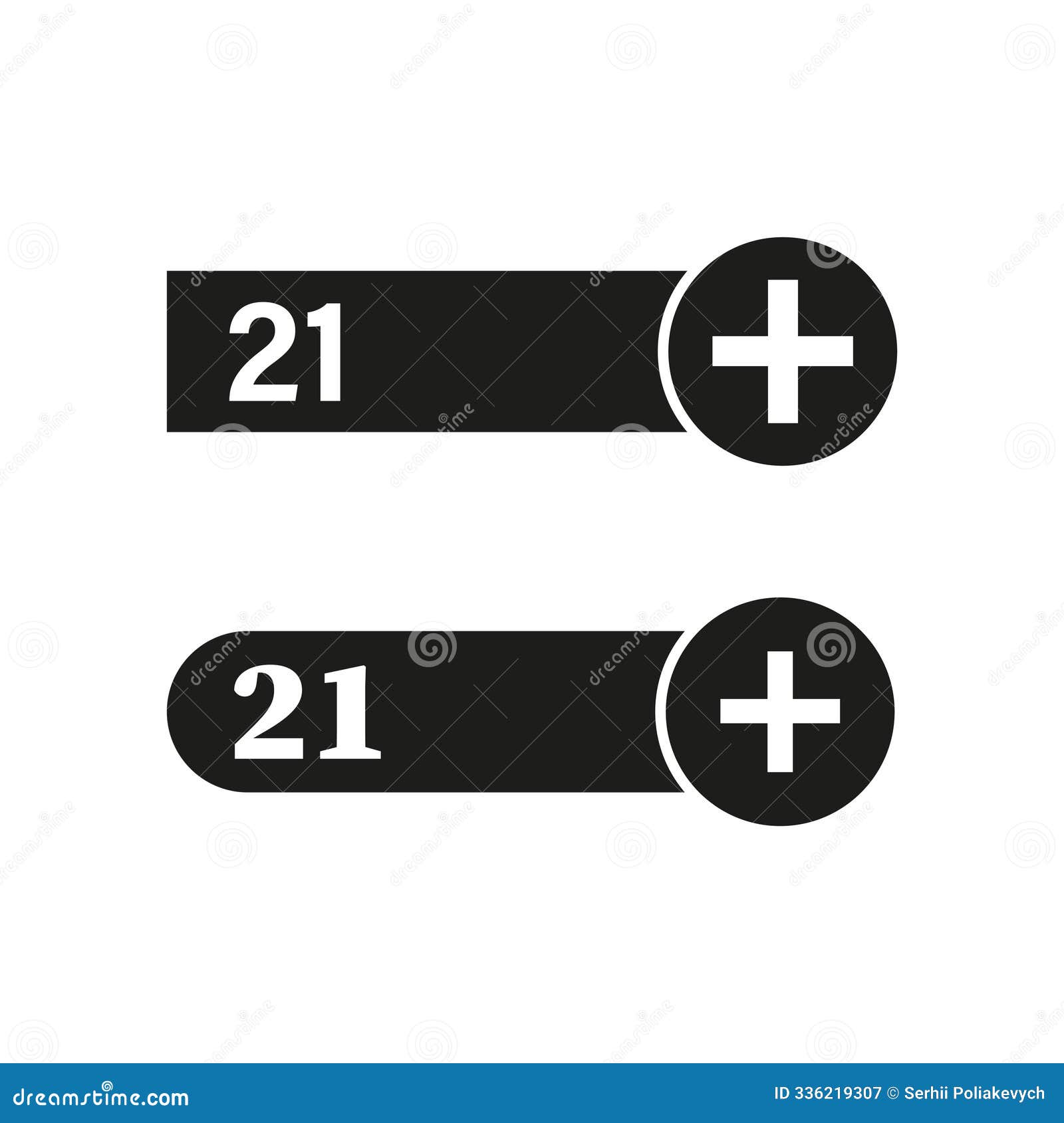 Numeric Button Icons. Plus Symbol Interface. Minimalist Number Design ...