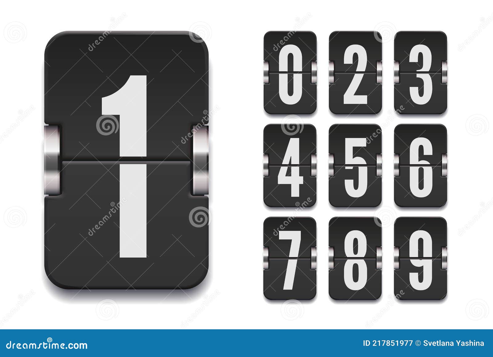 Numeric Flip Scoreboard Set With Shadows For Black Countdown Timer Or