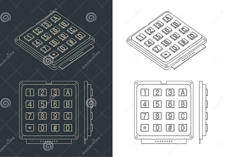 Numeric Keypad 16 Keys Drawing Stock Vector - Illustration of digital ...