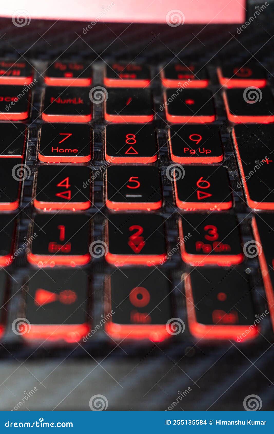 Numeric Keypad Showing in Red Color on Back Light Keyboard Stock Photo ...