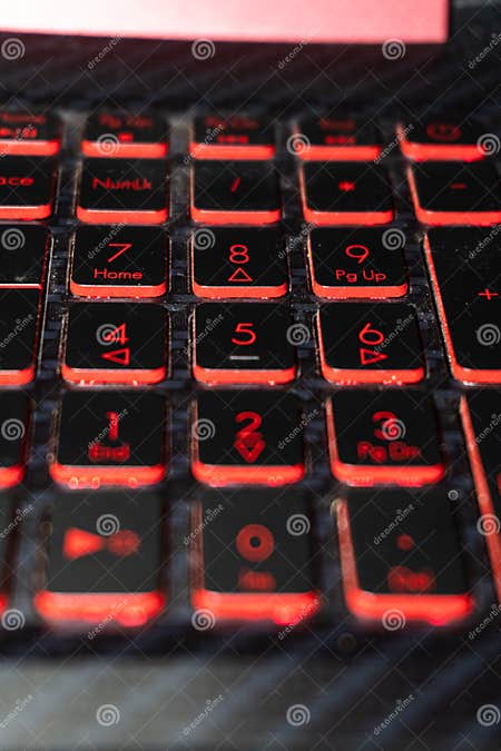 Numeric Keypad Showing in Red Color on Back Light Keyboard Stock Photo ...