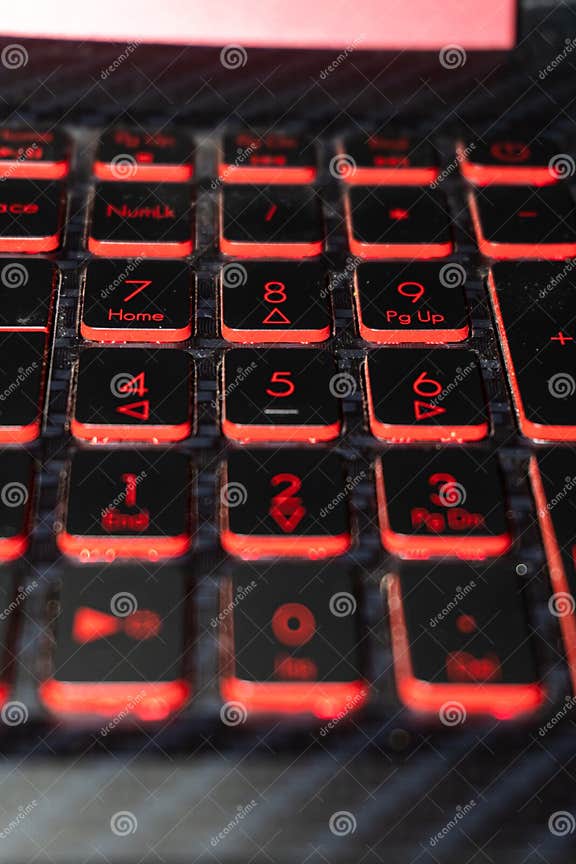 Numeric Keypad Showing in Red Color on Back Light Keyboard Stock Photo ...