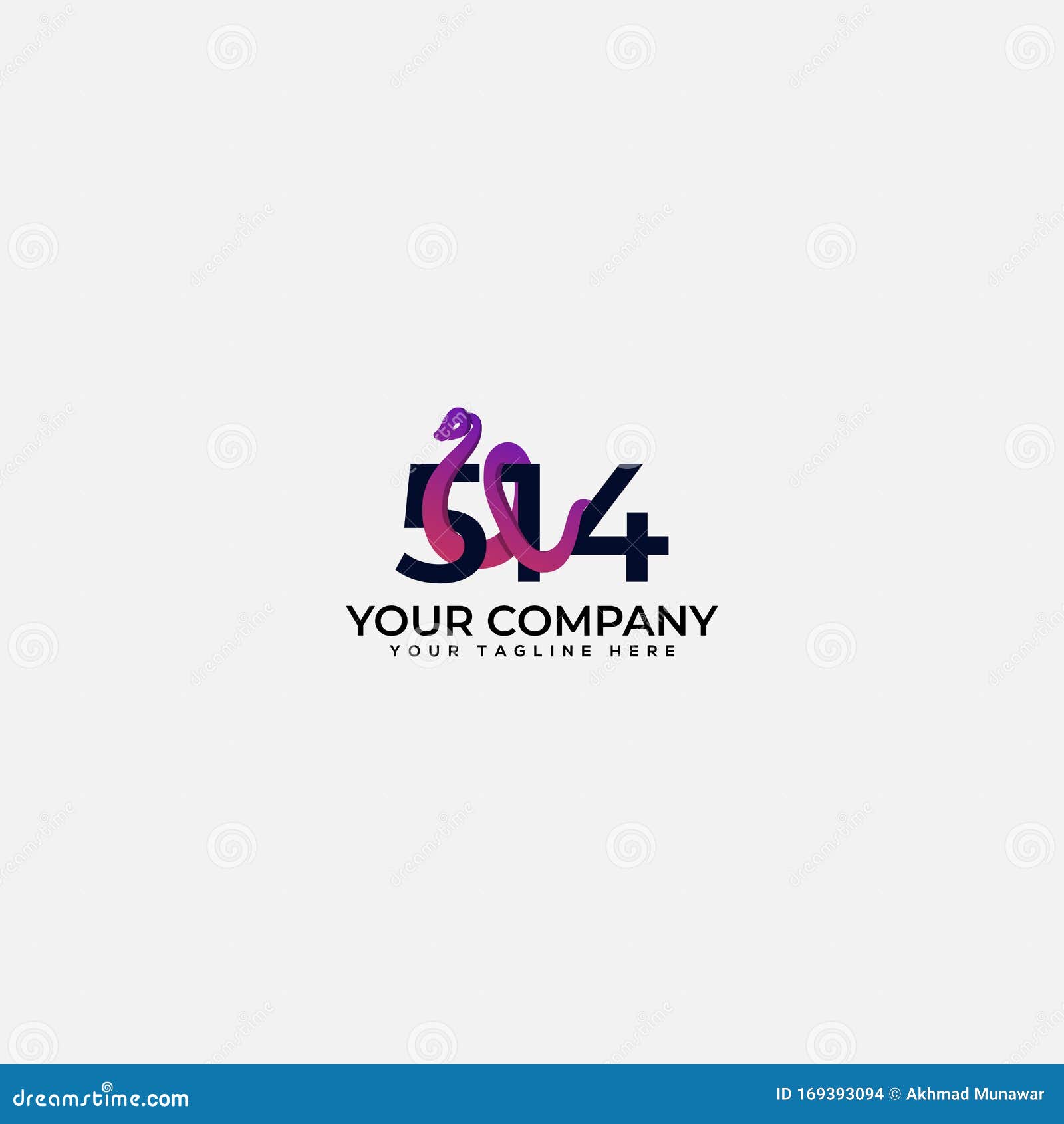 514 Numeric Logo With Snake Logo Designs Vector Illustration ...